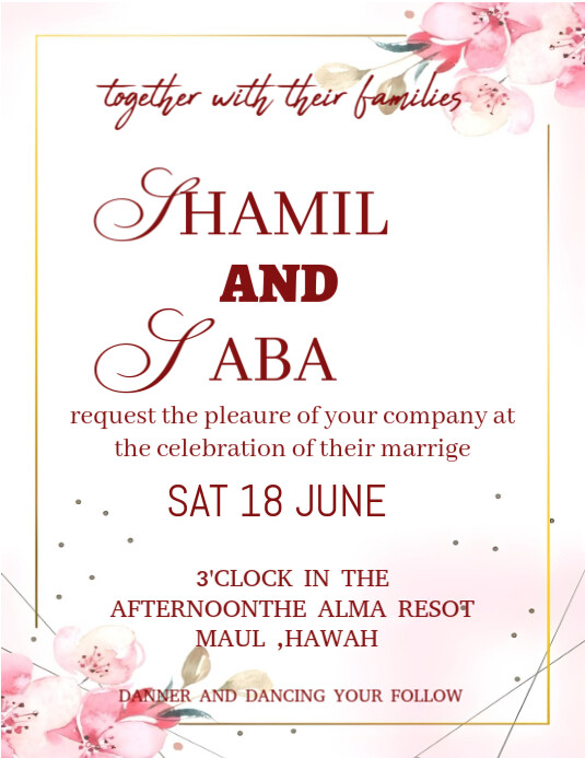 White Pastel Wedding Invitation Card Flyer (us Letter) Template ...