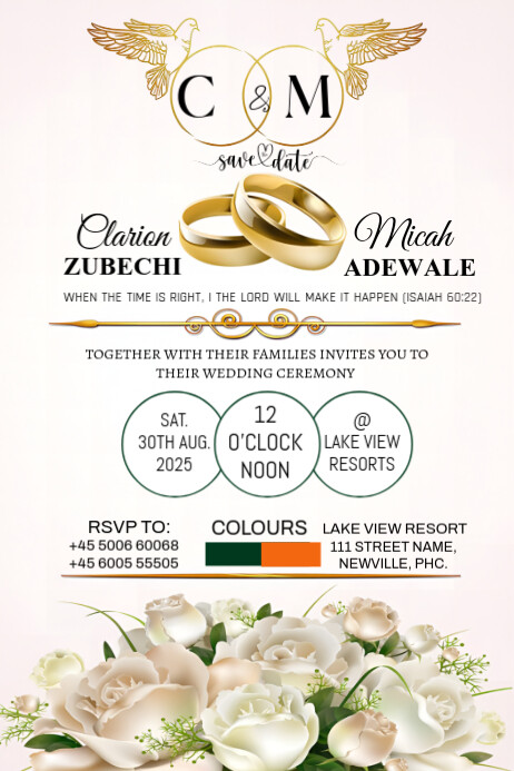 White Pastel Wedding Invitation Card Poster Templat | PosterMyWall