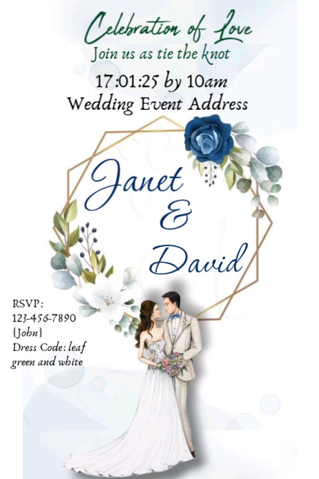 Copy of White Pastel Wedding Invitation Card With Couple Image Poster ...