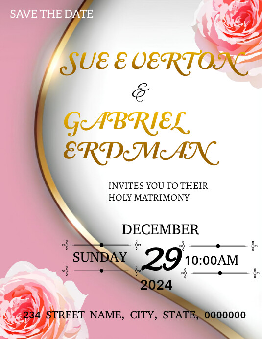 Copy of White Pastel Wedding Invitation Flyer (us Let | PosterMyWall