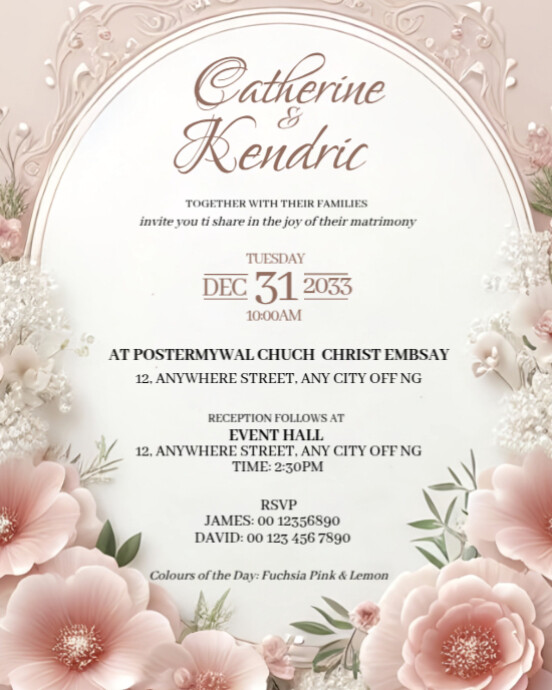 White Pastel Wedding Invitation Flyer Instagram Portrait Template ...