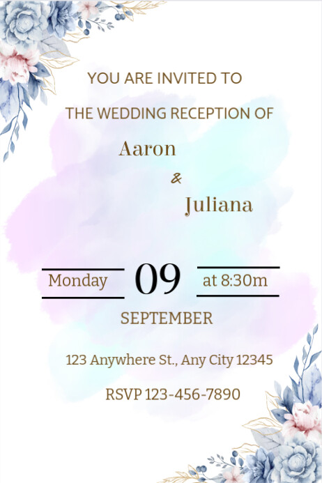 White Pastel Wedding Invitation Template Poster | PosterMyWall