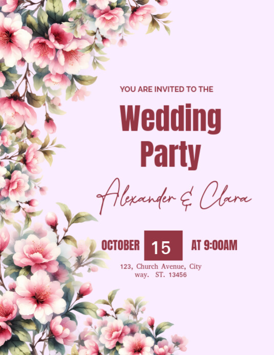 White Pastel Wedding Invitation Templates 2025 Flyer (us Letter ...