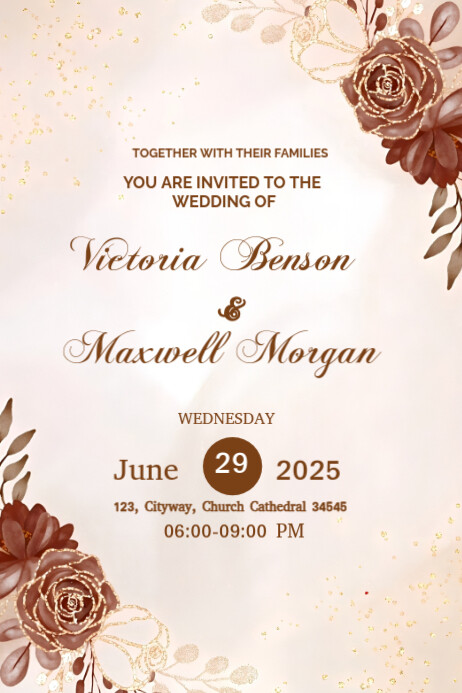 White Pastel Wedding Invitation Templates Poster | PosterMyWall