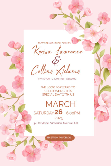 White Pastel Wedding Invitation Templates Poster | PosterMyWall