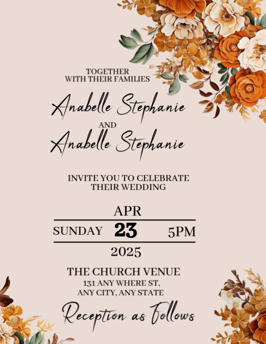 Copy of White Pastel Wedding Invitations Card Flyer Template Flyer (us ...