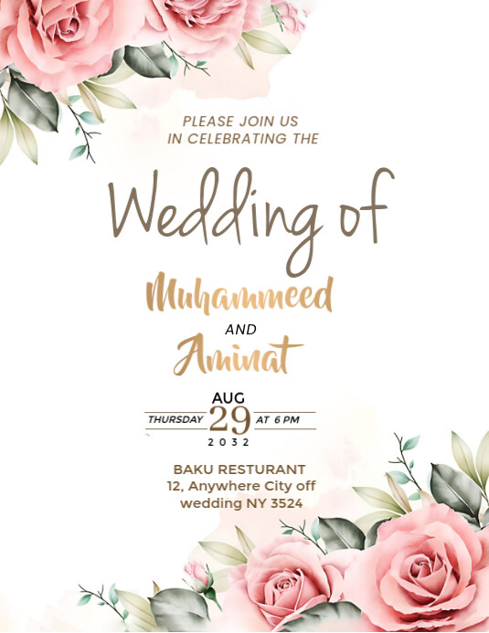 Copy of White Pastel Wedding Invitations Flyer (us Letter) | PosterMyWall