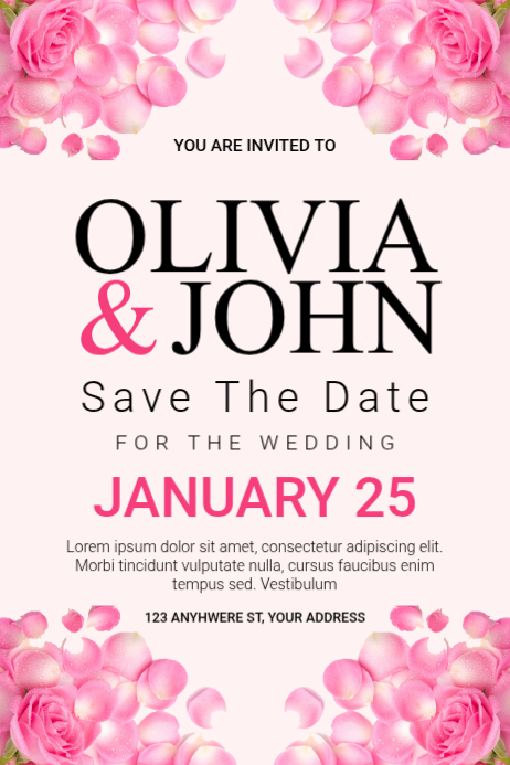 White Pastel Wedding Poster Template | PosterMyWall