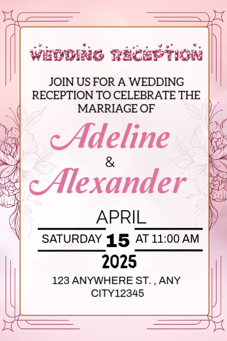 Copy of White Pastel Wedding Reception Card Design Poster | PosterMyWall