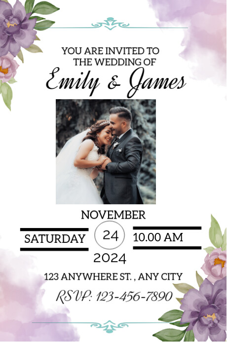 White Pastel Wedding Reception Invitation Card Poster Template ...