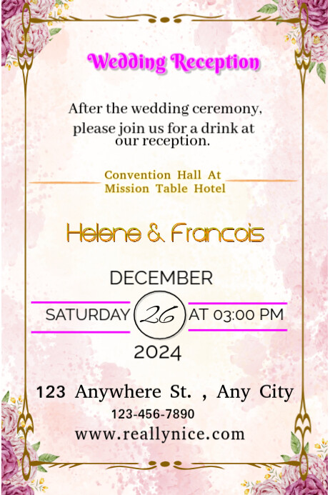 White Pastel Wedding Reception Poster Template | Postermywall