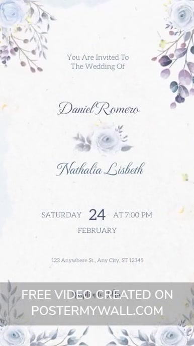 White Pastel Wedding Video Invitation Digital Template | PosterMyWall