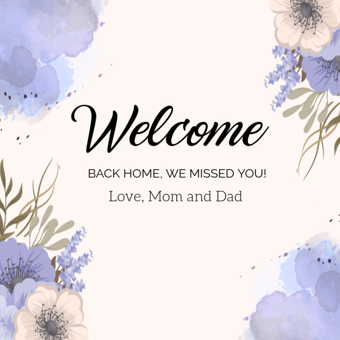 White Pastel Welcome Back Home Instagram Post Template | PosterMyWall