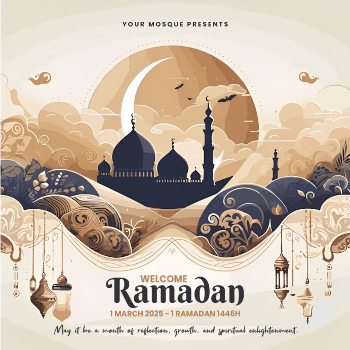White Pastel Welcome Ramadan Instagram Post Template | PosterMyWall