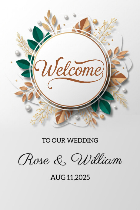 White Pastel Welcome Sign To Wedding Poster Templat | PosterMyWall