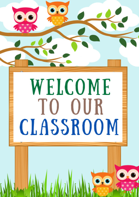 White Pastel Welcome To Our Classroom A4 Template | PosterMyWall