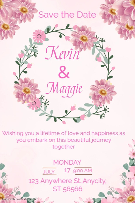 Copy of White Pastel White And Pink Wedding Poster | PosterMyWall