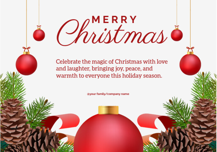 White Pastel White And Red Simple Merry Christmas Card A5 Template ...