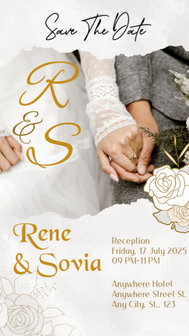 White Pastel White Floral Wedding Invitation Instagram Story Instagram ...