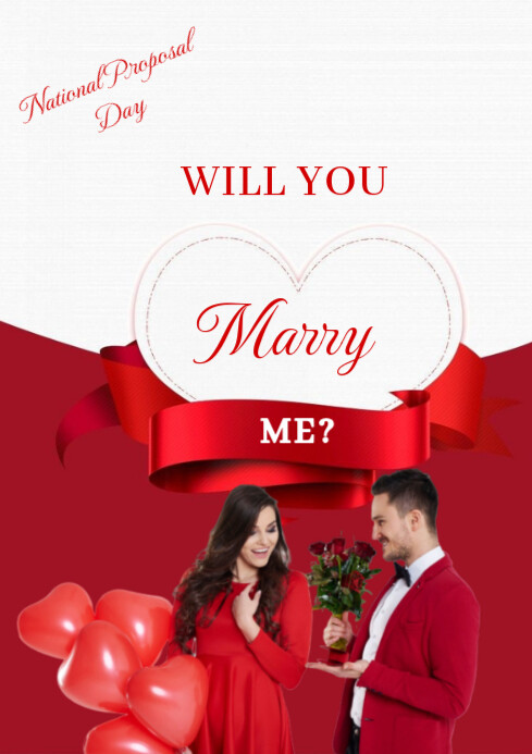 White Pastel Will You Marry Me A4 Templat | PosterMyWall