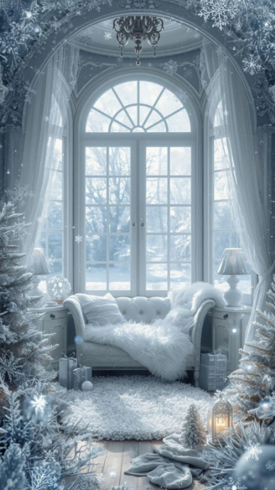White Pastel Winter Palace Reading Nook Dreams Instagram Story Template ...