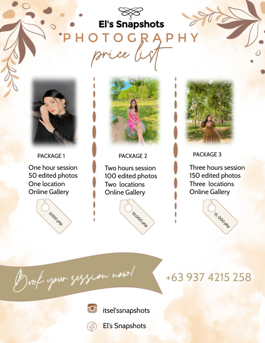 White Photography Price List Flyer (us Letter Template | PosterMyWall