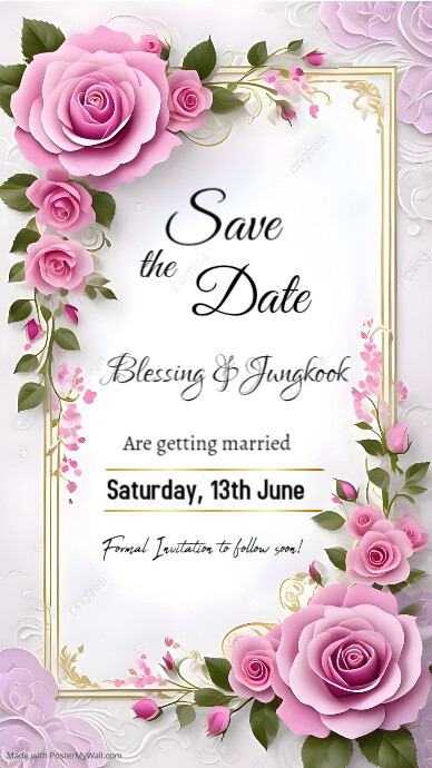 White Pink Floral Wedding Announcement Whats Template | PosterMyWall