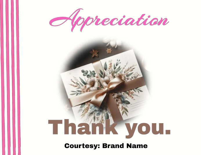 Plantilla de White Pink Joyful Thank You Appreciation Card | PosterMyWall
