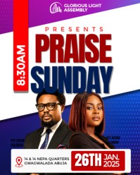 White Praise Sunday Event Instagram Portrait Template | PosterMyWall