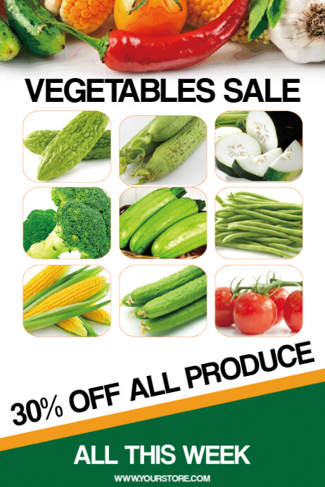 White Produce Sale Poster Ad Poster Template | PosterMyWall
