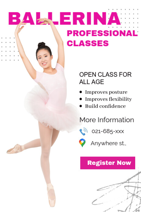 Plantilla de White Profesional Ballet Professional Class, Ballerina ...