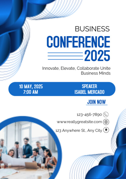 White Profesional Business Conference A5 Template | PosterMyWall