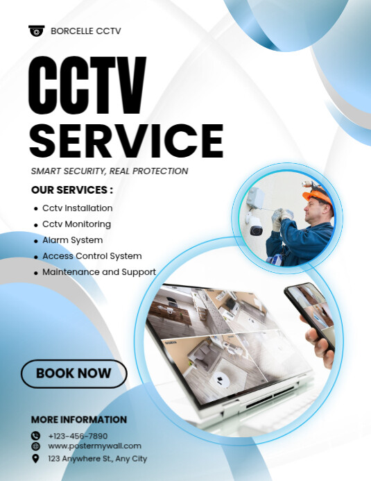 Plantilla de White Profesional Cctv Service Pamflet (letter As ...
