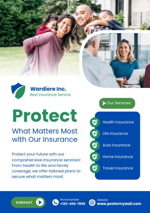 Copy of White Profesional Family Insurance A4 | PosterMyWall