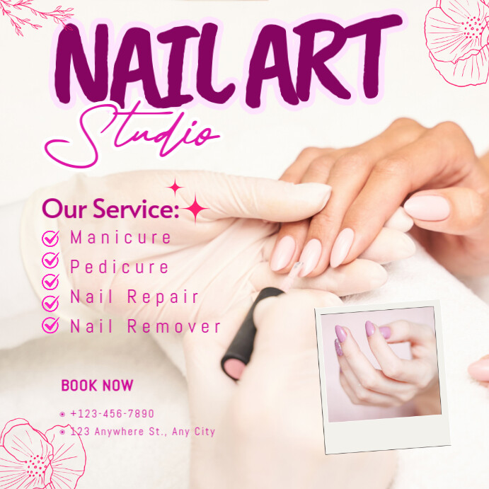 White Profesional Nail Art Pos Instagram Template | PosterMyWall