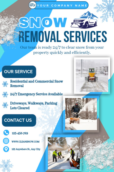 White Profesional Snow Removal Poster, Snow Removal Flyer, Snow Removal ...