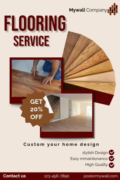 White Profesional Wood Flooring Servise Design Poster Template ...