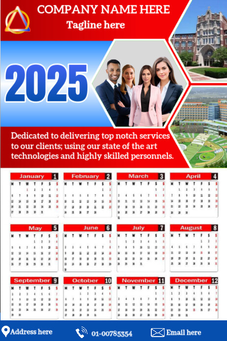 White Professional 2025 Business and company Calendar Poster Template ...
