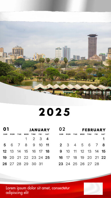 White Professional 2025 Calendar Digital Display (9:16) Template ...