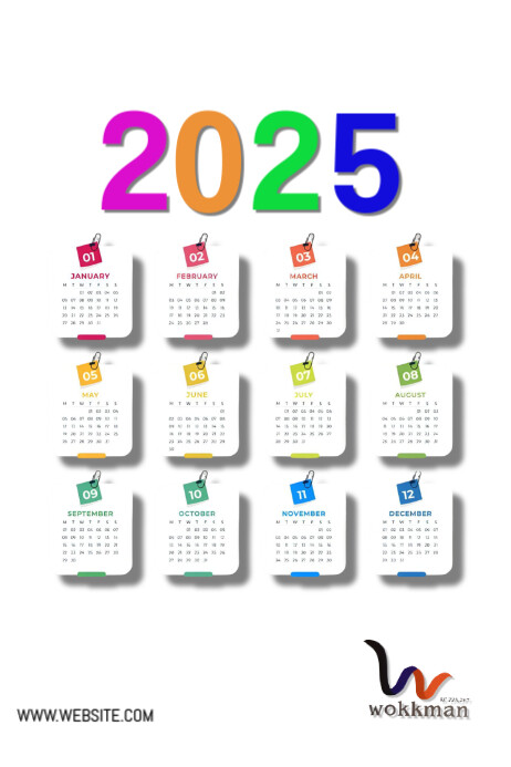 White Professional 2025 Calendar Poster Template | PosterMyWall