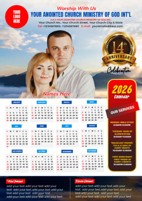 Plantilla de White Professional 2026 Wall Calendar A2 | PosterMyWall