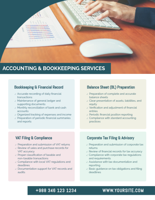 White Professional Accounting and Bookkeeping Services Flyer Template ...
