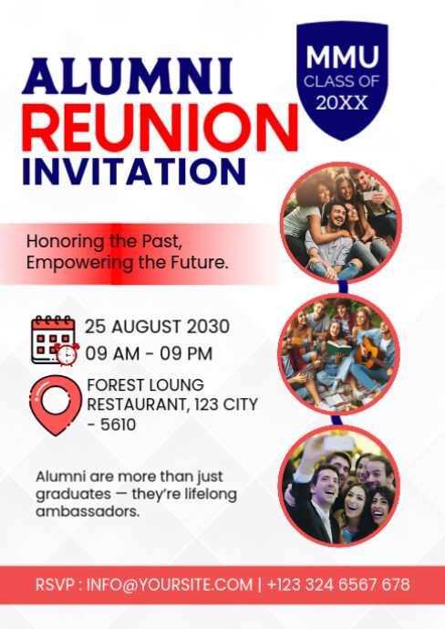 White Professional Alumni Reunion A6 Template | PosterMyWall