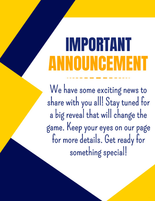 White Professional Announcement Flyer (us Le Template | PosterMyWall