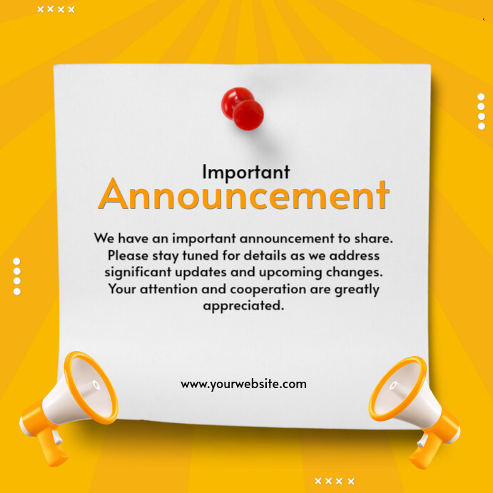 White Professional Announcement Instagram Post Templat | PosterMyWall