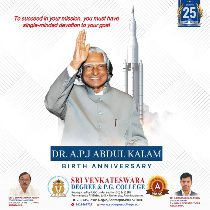 White Professional Apj Abdul Kalam Jayanti Instagram Post Template ...
