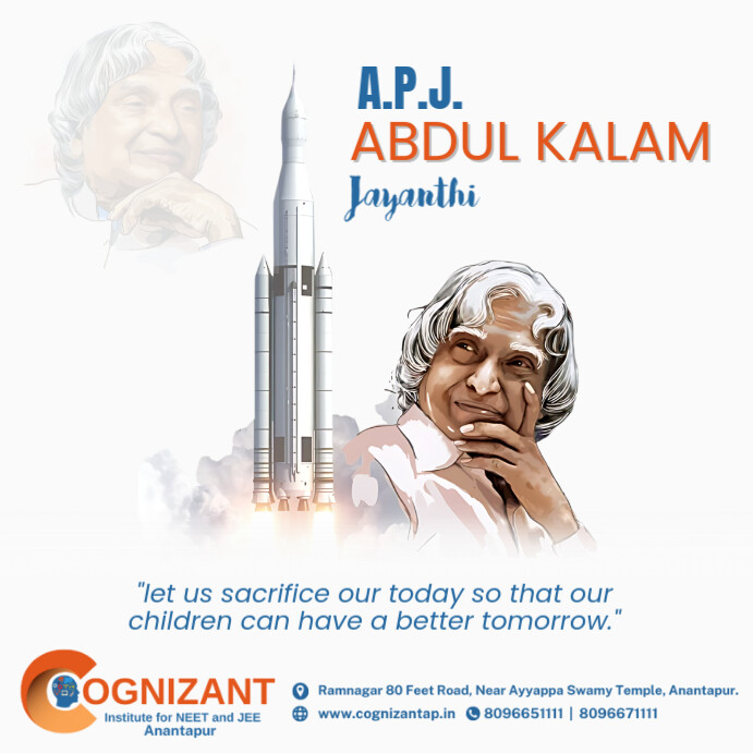 White Professional Apj Abdul Kalam Jayanti Instagram Post Template | PosterMyWall