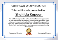 White Professional Appreciation Certificate A5 Template | PosterMyWall