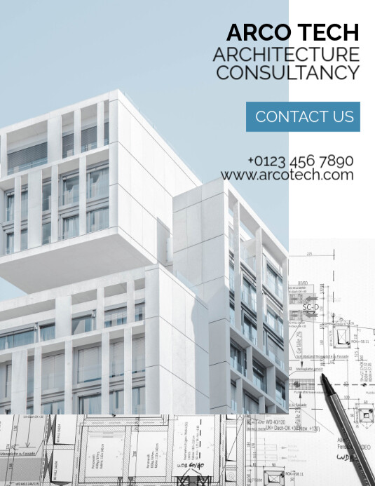 White Professional Architecture Flyer (us Letter) Template | PosterMyWall