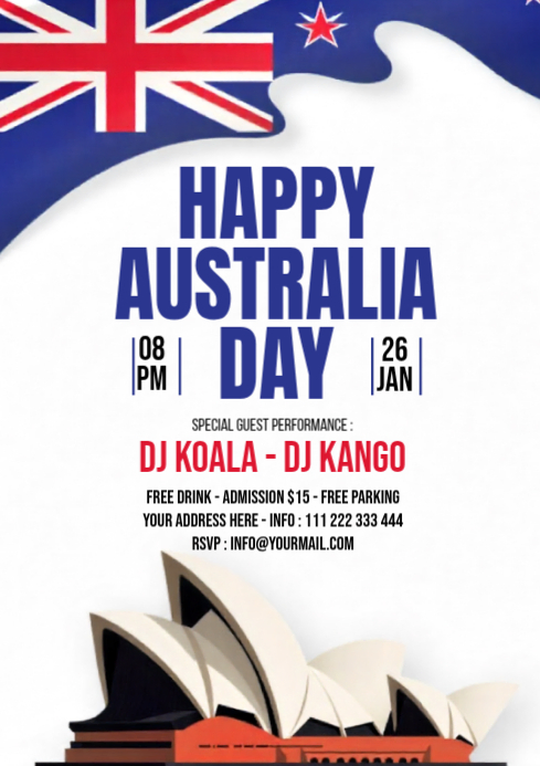 White Professional Australia Day A4 Template | PosterMyWall